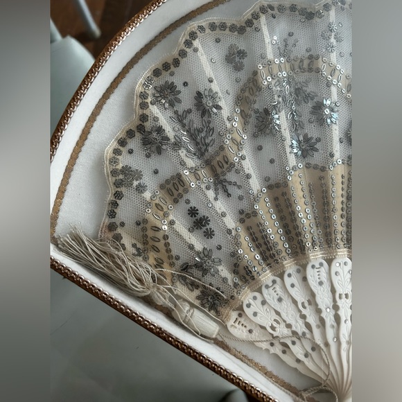 Wall Decor | Stunning 19th Century Fan Sequined Lace Victorian ...